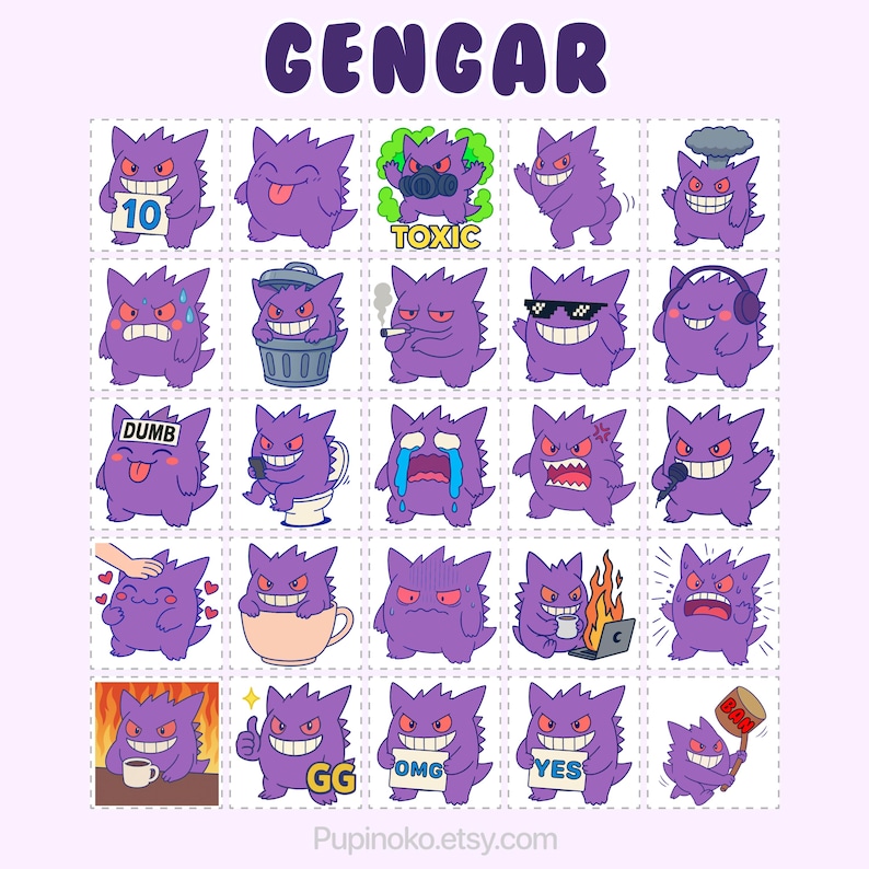 Gengar Twitch Emotes: Chibi Discord Emoji Pack, Stream Assets and ...