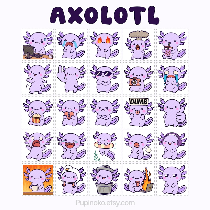 Twitch Emotes: Axolotl Emote Bundle, Adorable Stream Assets and ...