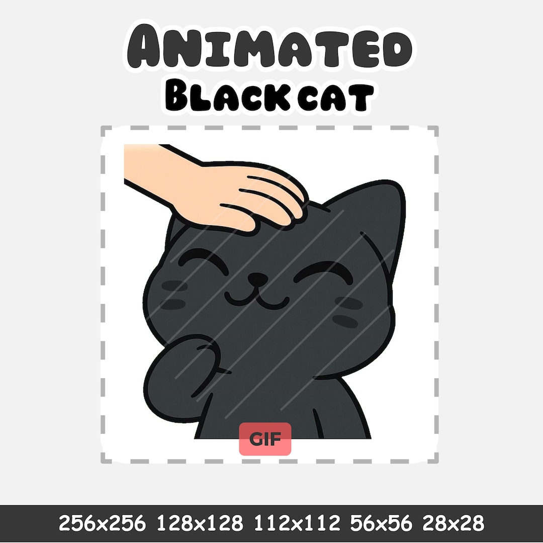 Animated Black Cat Pat Pat Emote: Twitch/discord Chibi Emoji (GIF ...