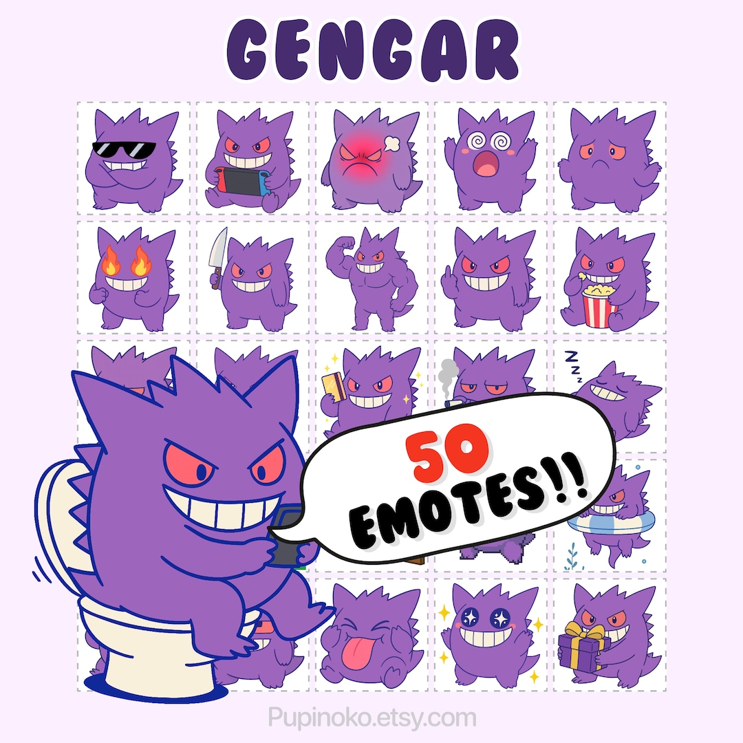 Gengar Twitch Emotes: Chibi Discord Emoji Pack, Stream Assets and ...