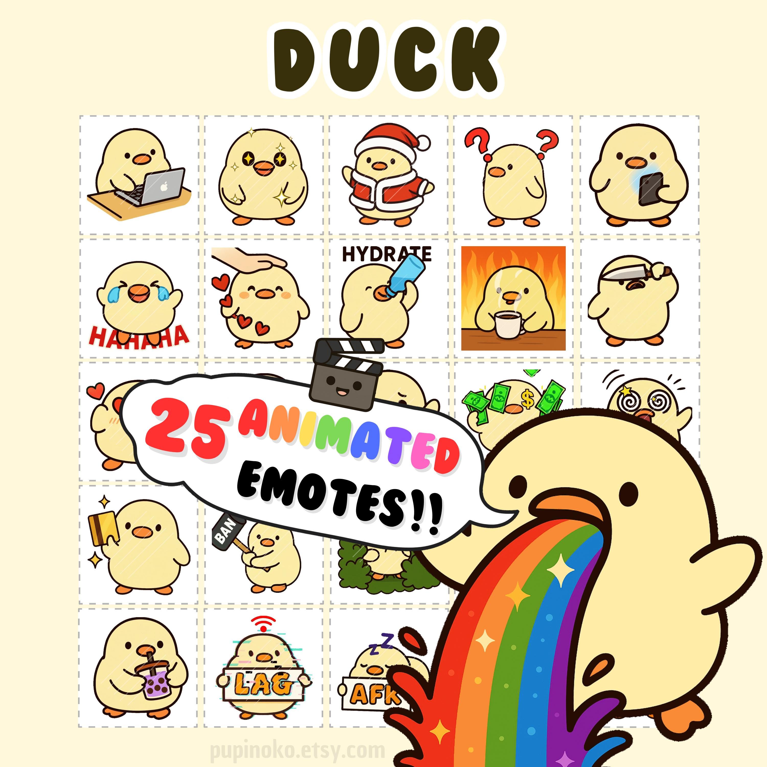 Animated Twitch Emotes: Duck Emote Bundle, Adorable Discord Stickers ...