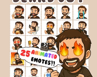 Animated Twitch Emotes: Beard Guy Emote Bundle, Brown Hair Boy ...