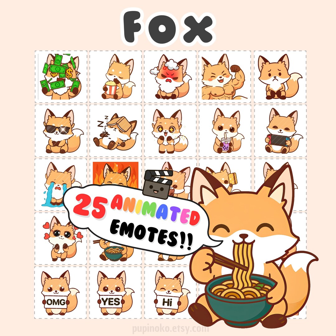Animated Twitch Emotes, Fox Animated Emotes, Emote Bundle, Discord ...