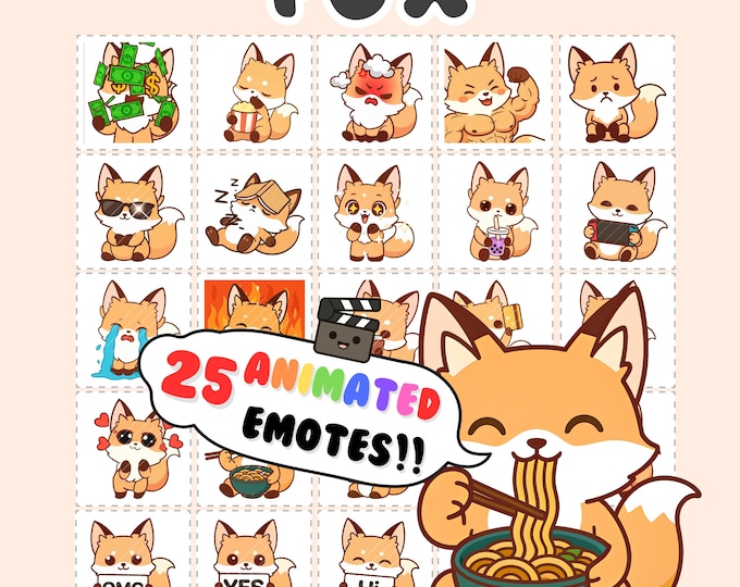 ANIMATED + STATIC Fox Emotes MEGA Bundle for Twitch and Discord ! Cute ...
