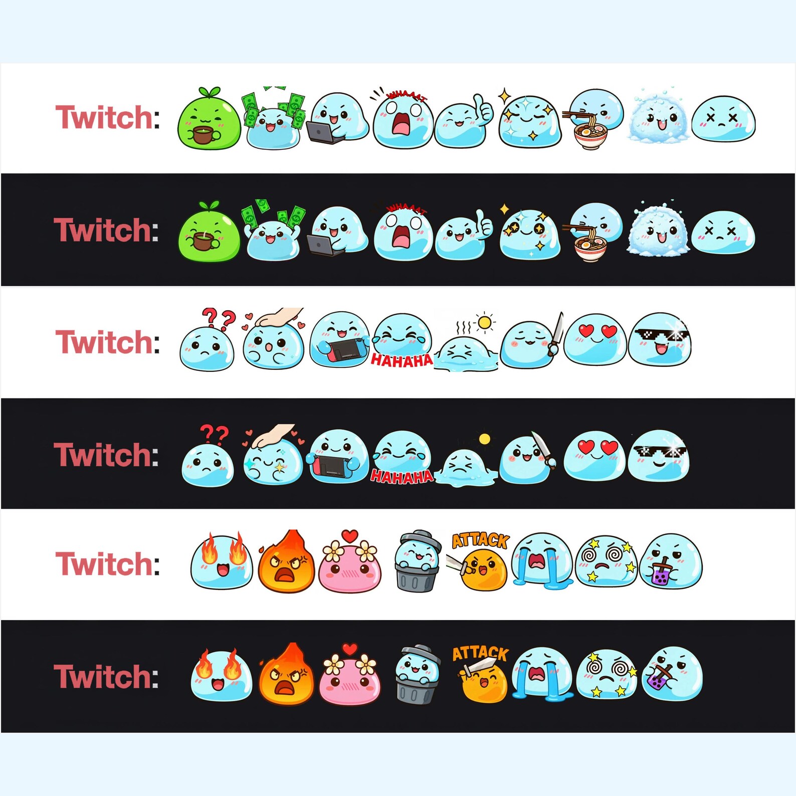 Animated Twitch Emotes: Slime Emote Pack, Adorable Blob Emojis, Discord ...