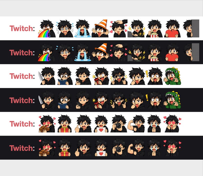Twitch Emotes: Boy Emotes, Chibi Emote Bundle, Discord Stickers, Vtuber ...