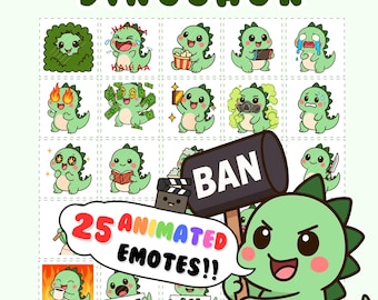 Animated Twitch Emotes: Adorable Dinosaur Emote Pack, Stream Assets ...
