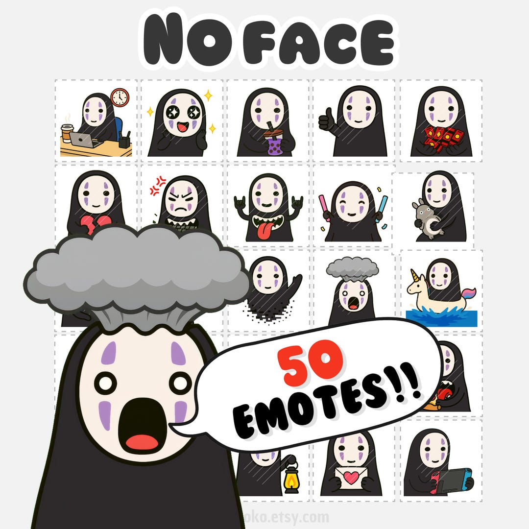 No Face Chibi Emotes: Twitch/discord Stream Pack (PNG Download) - Etsy