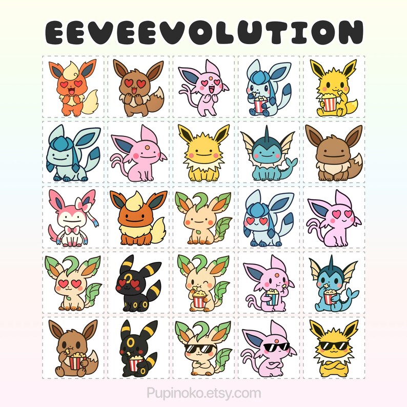 Eevee Evolution Emote Bundle: Twitch, Discord, Youtube (PNG) - Etsy