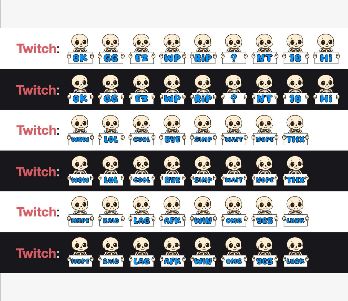 75 Chibi Skeleton Twitch Emotes: Halloween Stream Pack (PNG) - Etsy