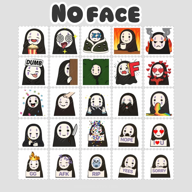 No Face Emote Pack | 25 Cute Animated Emotes for Twitch Chat & Alerts ...