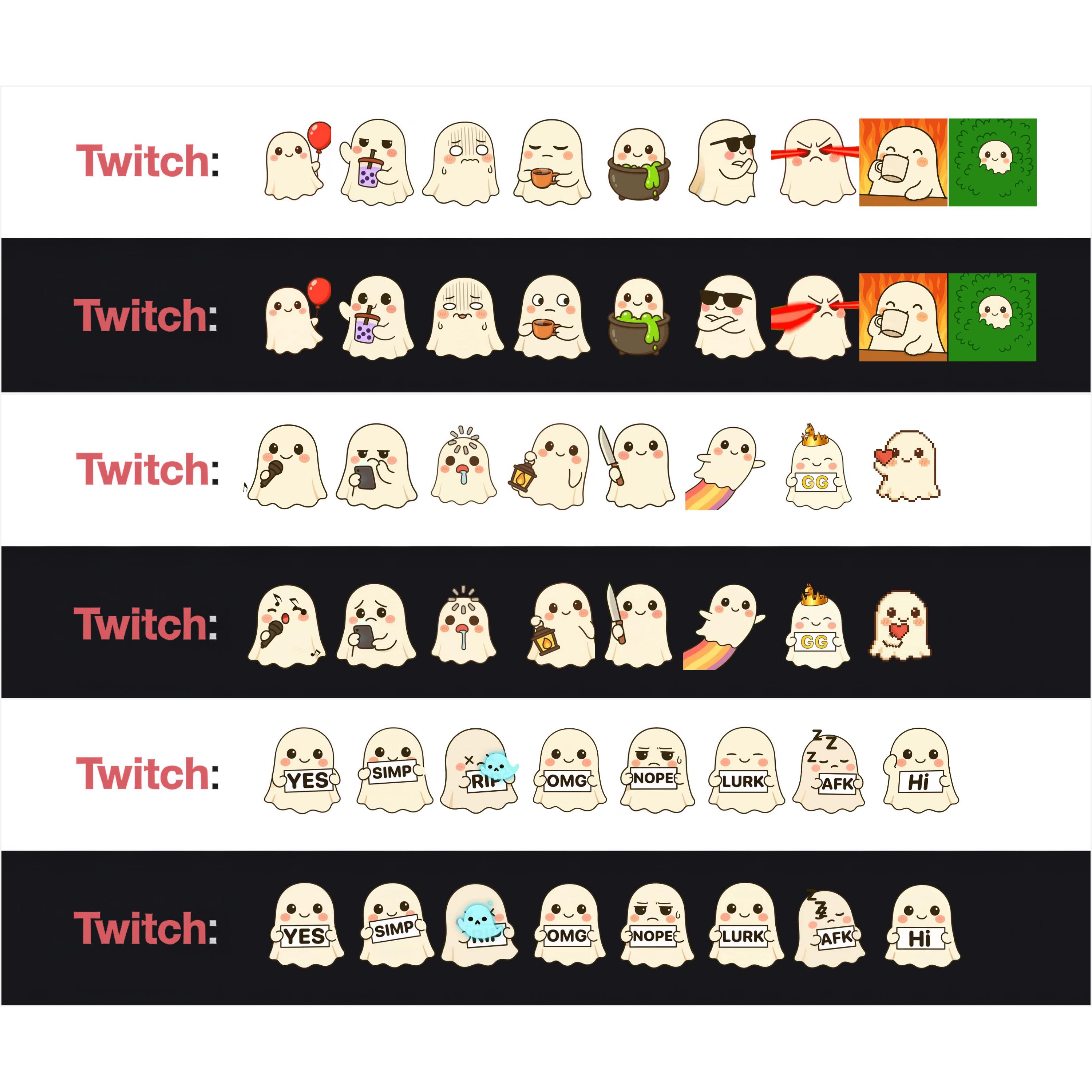 Animated Ghost Twitch Emotes Pack: Halloween Stream Alerts (digital ...