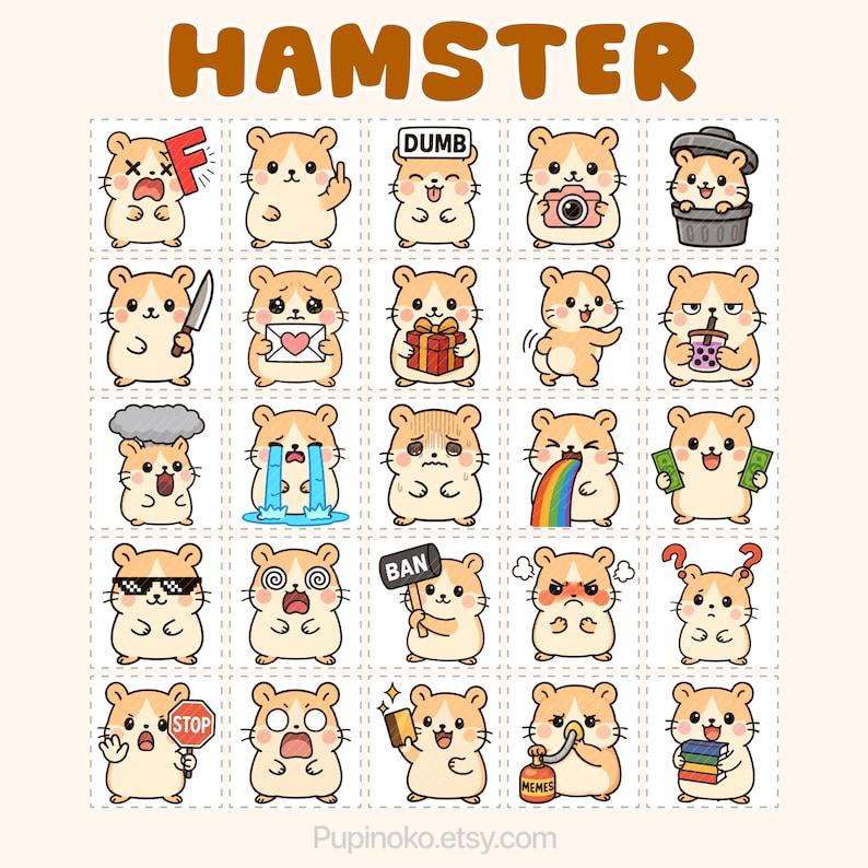 Twitch Emotes: Hamster Emote Bundle, Discord Stickers, Streaming Assets ...
