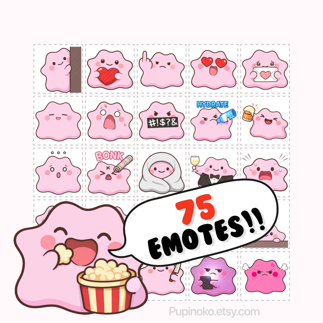 Ditto Emotes: Discord & Twitch Emote Bundle Pack, Kawaii Slime, Mega ...
