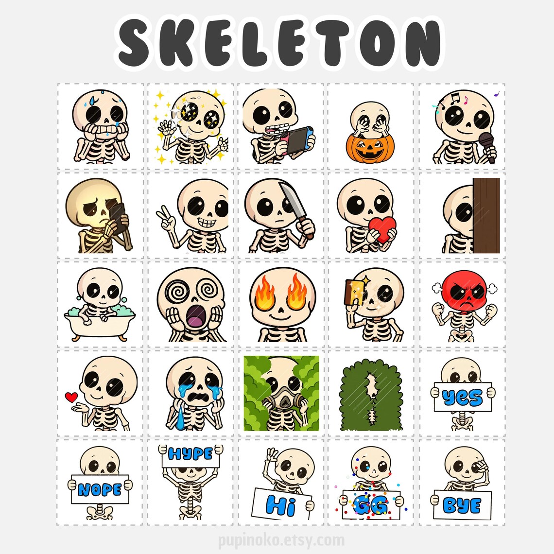 Animated Twitch Emotes: Skeleton, Halloween Spooky Emojis, Discord ...