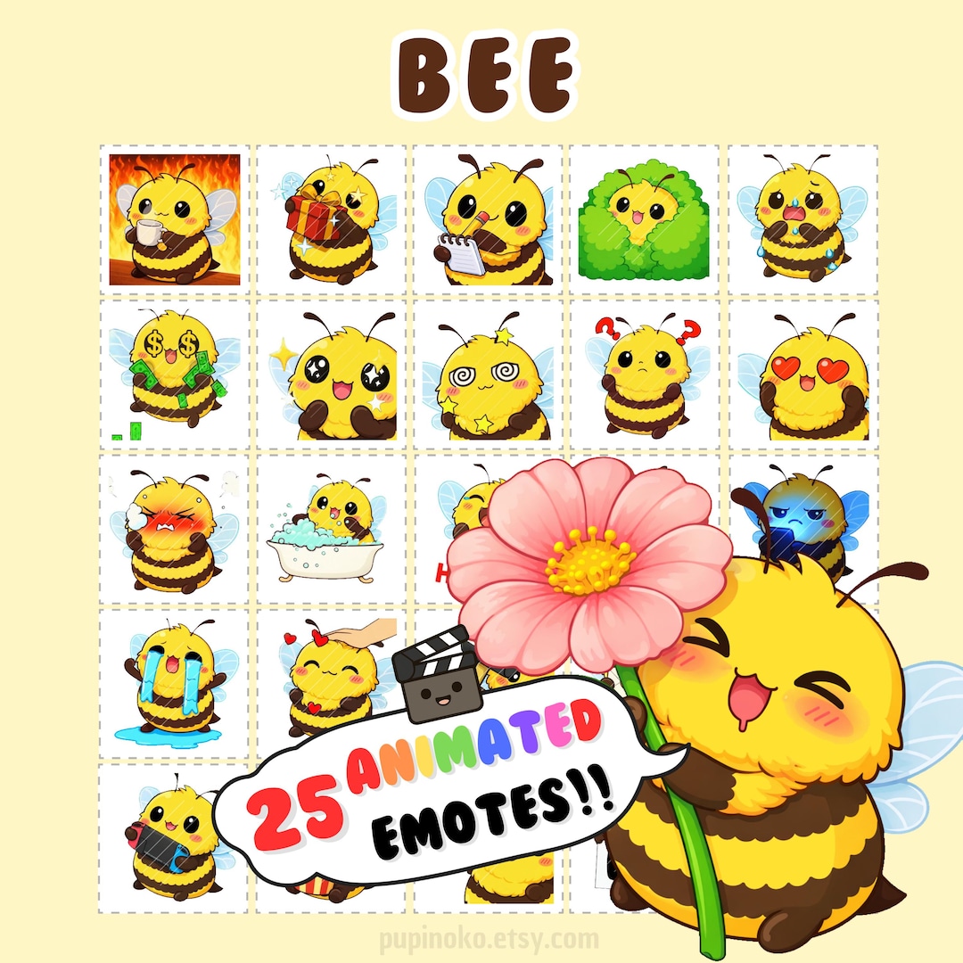 Animated Twitch Emotes: Adorable Bee Emote Pack, Stream Assets, Discord ...