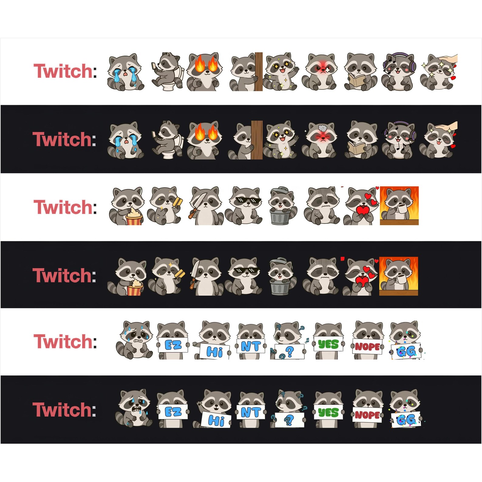 Animated Twitch Emotes: Cute Raccoon Emotes, Discord Emotes, Raccoon ...