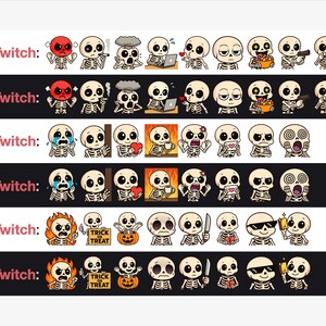 75 Chibi Skeleton Twitch Emotes: Halloween Stream Pack (PNG) - Etsy