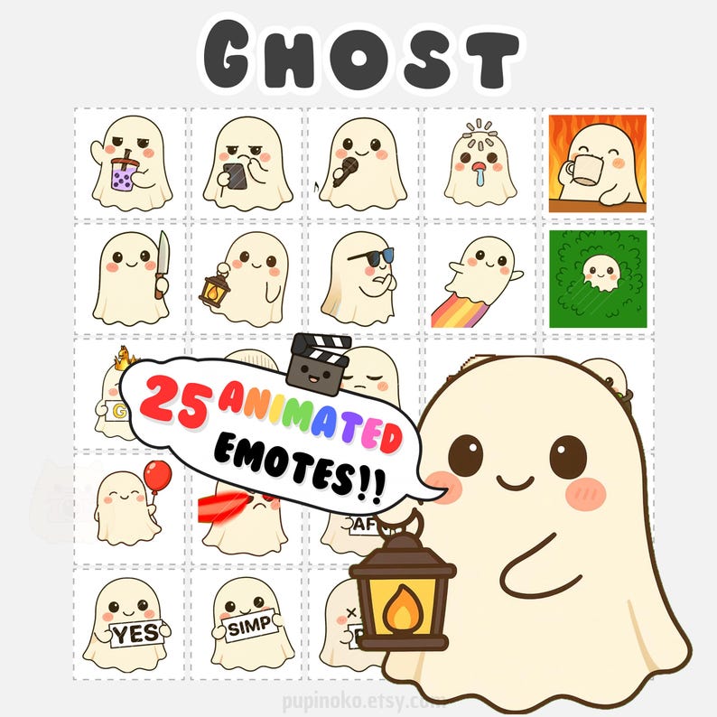 Animated Ghost Twitch Emotes Pack: Halloween Stream Alerts (digital ...