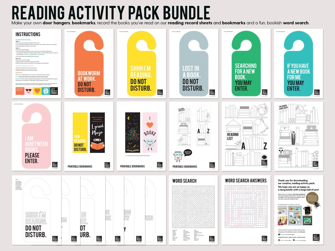 Reading Activity Pack Printable World Book Day Bundle Make Your Own ...