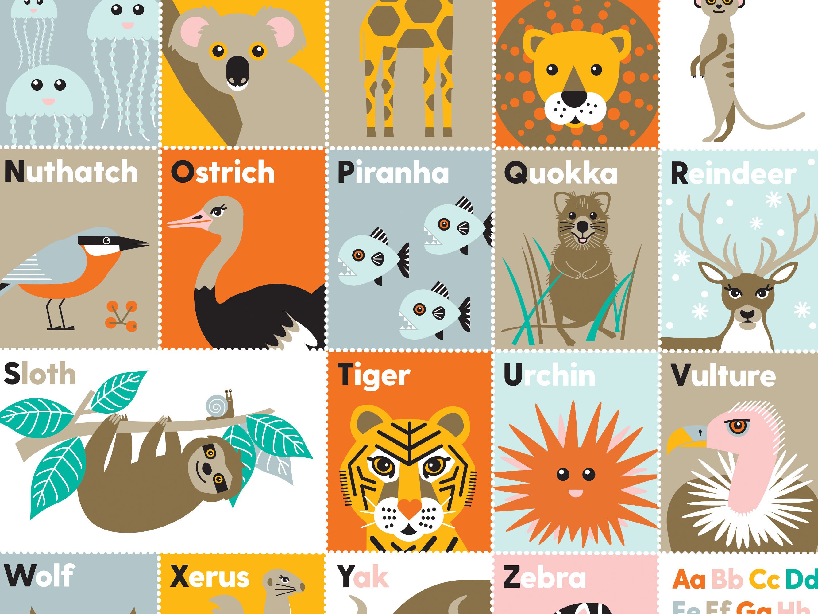 Animal Alphabet Poster, ABC Wall Art, Personalised Kids Room Decor ...