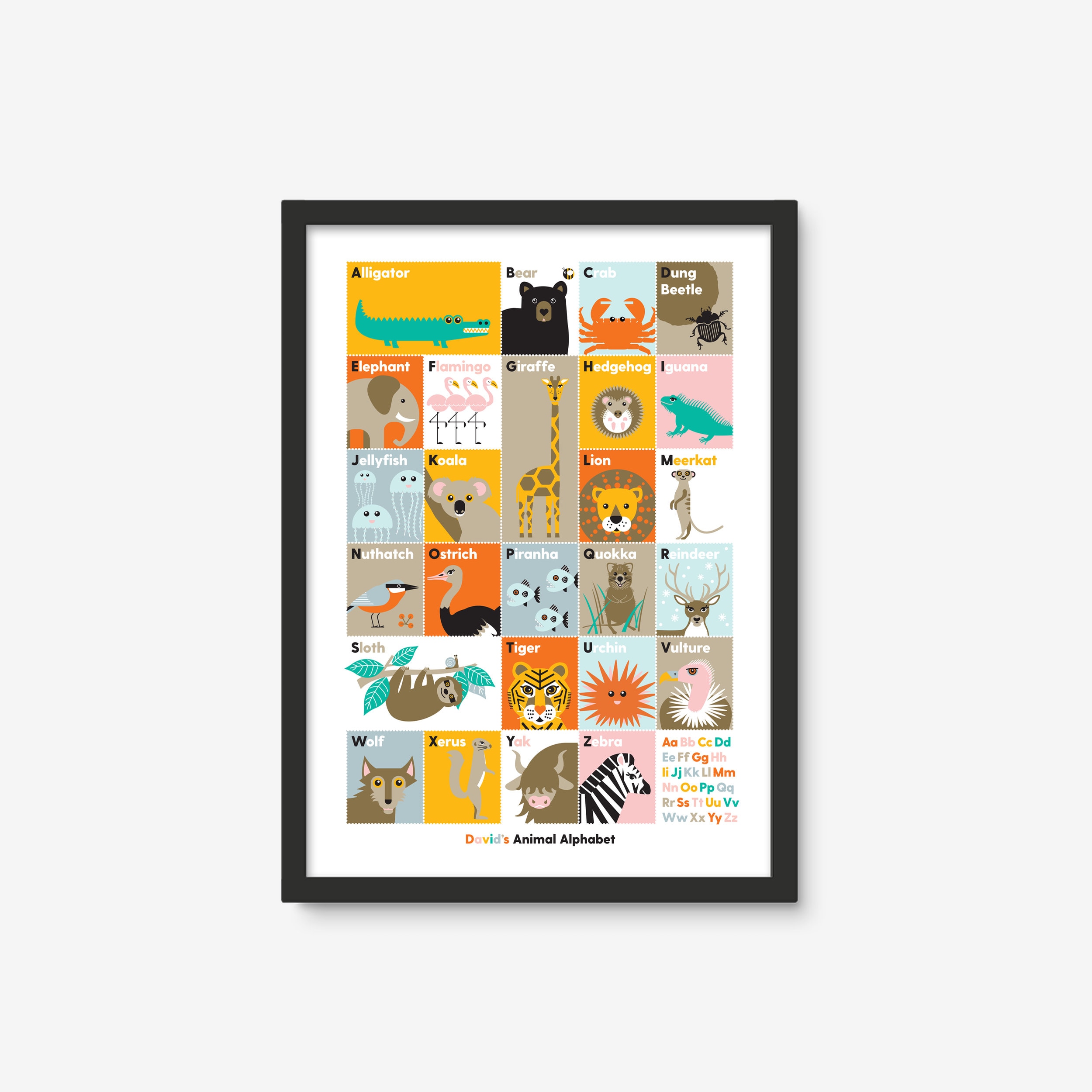 Animal Alphabet Poster, ABC Wall Art, Personalised Kids Room Decor ...