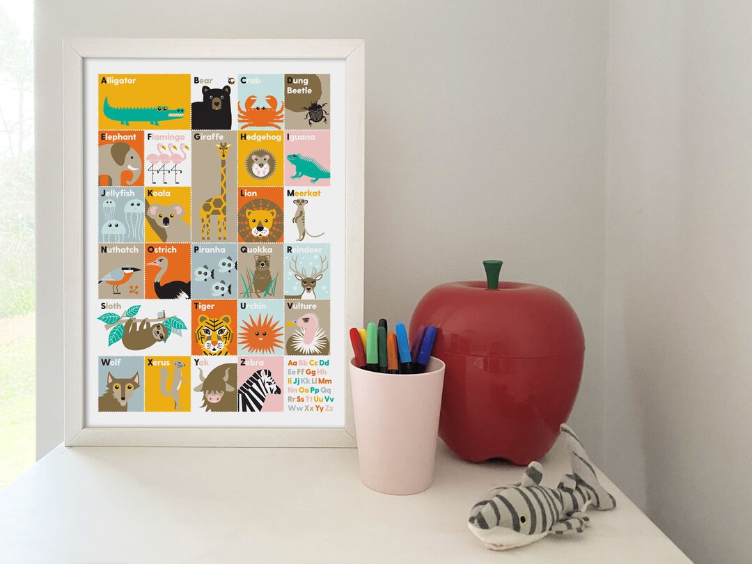 Animal Alphabet Poster, ABC Wall Art, Personalised Kids Room Decor ...