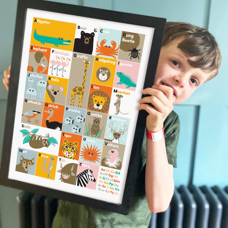 Animal Alphabet Poster, ABC Wall Art, Personalised Kids Room Decor ...