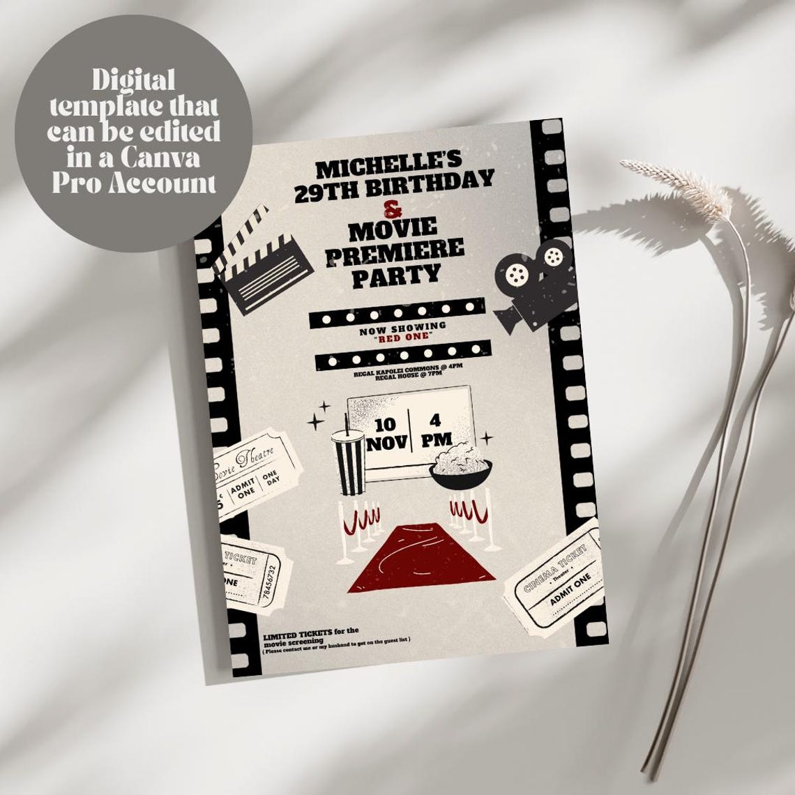 Retro Vintage Film Black White Neutral Movie Premiere Birthday ...