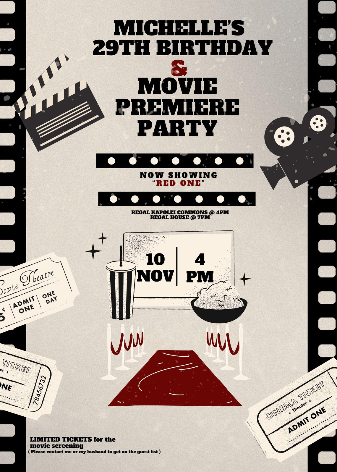 Retro Vintage Film Black White Neutral Movie Premiere Birthday ...