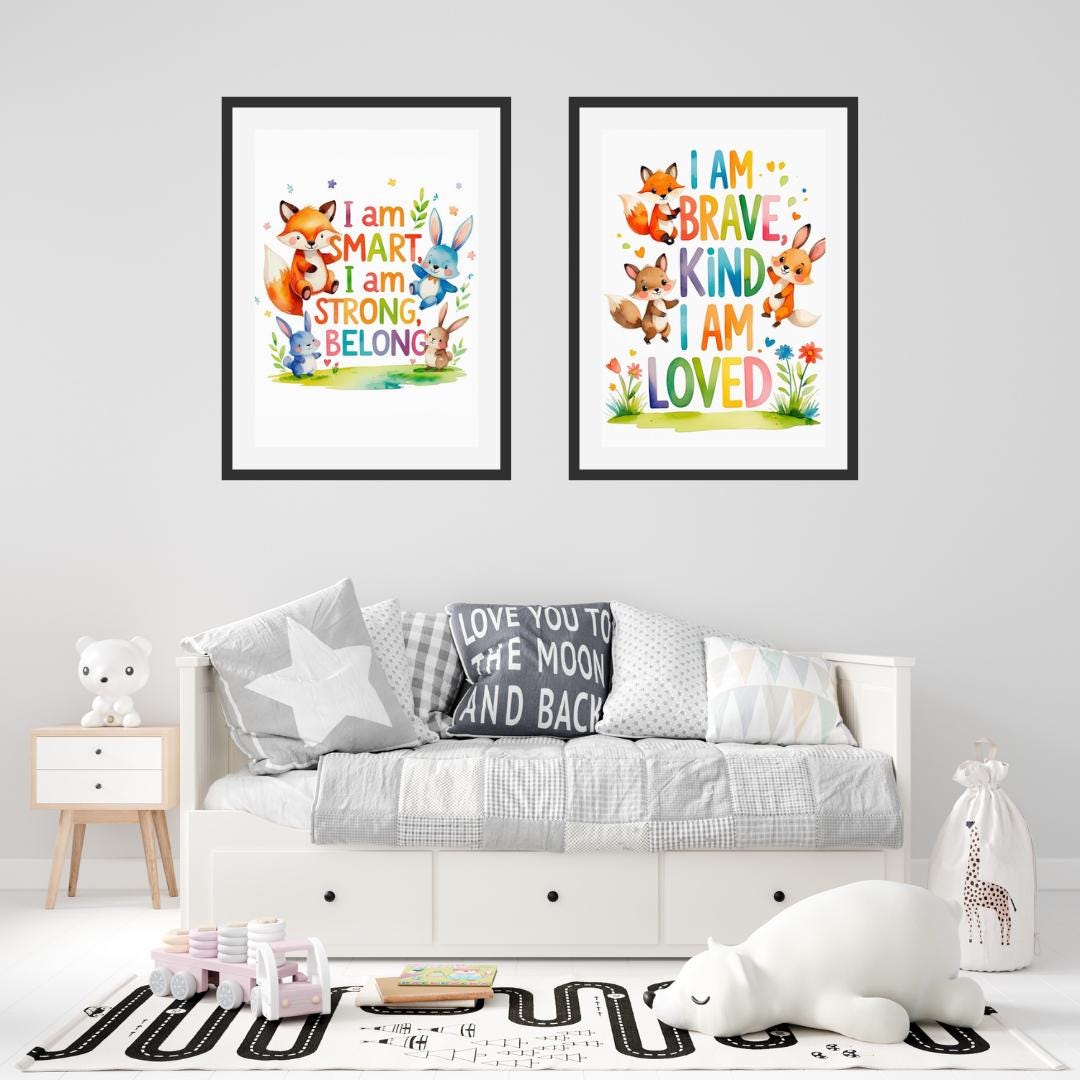 Kids Affirmation Poster Set – Bundle of 2 Printable Wall Art Prints ...