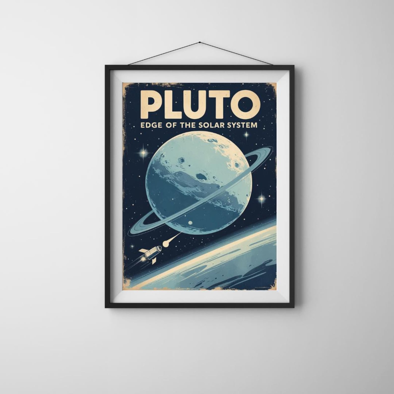 Visit Pluto – Retro Outer Space Poster, Printable Dwarf Planet Wall Art ...