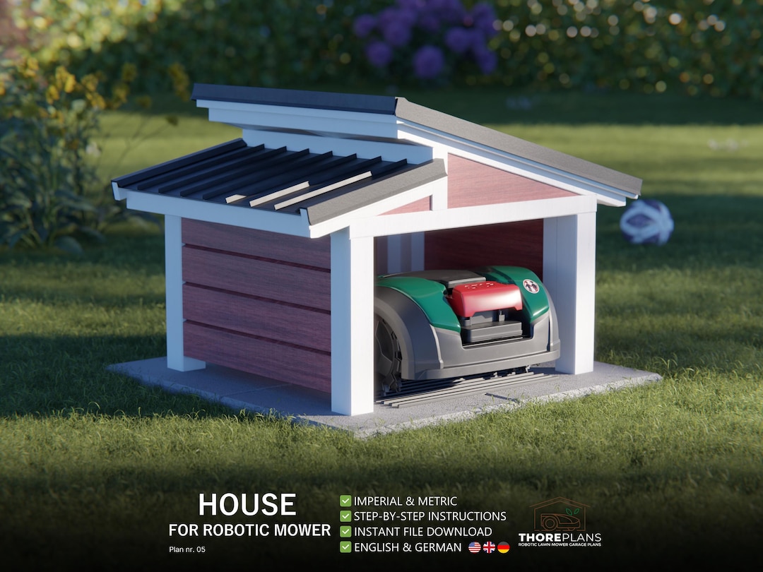 DIY Robot Mower House Plans - Modern Split-roof Style - Etsy