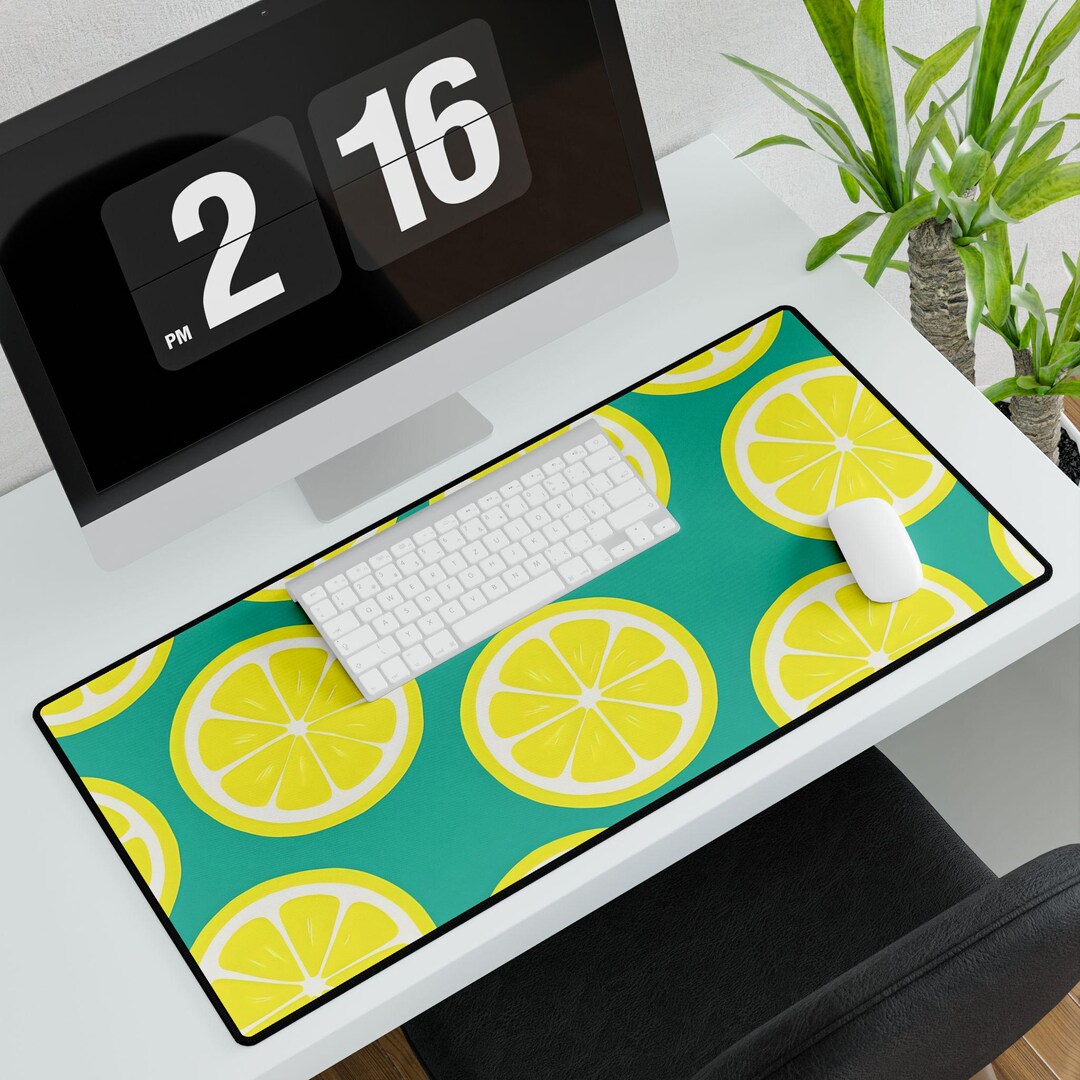 Bright Lemon Desk Mat - Fun Workspaces, Home Office Decor, Gift for ...