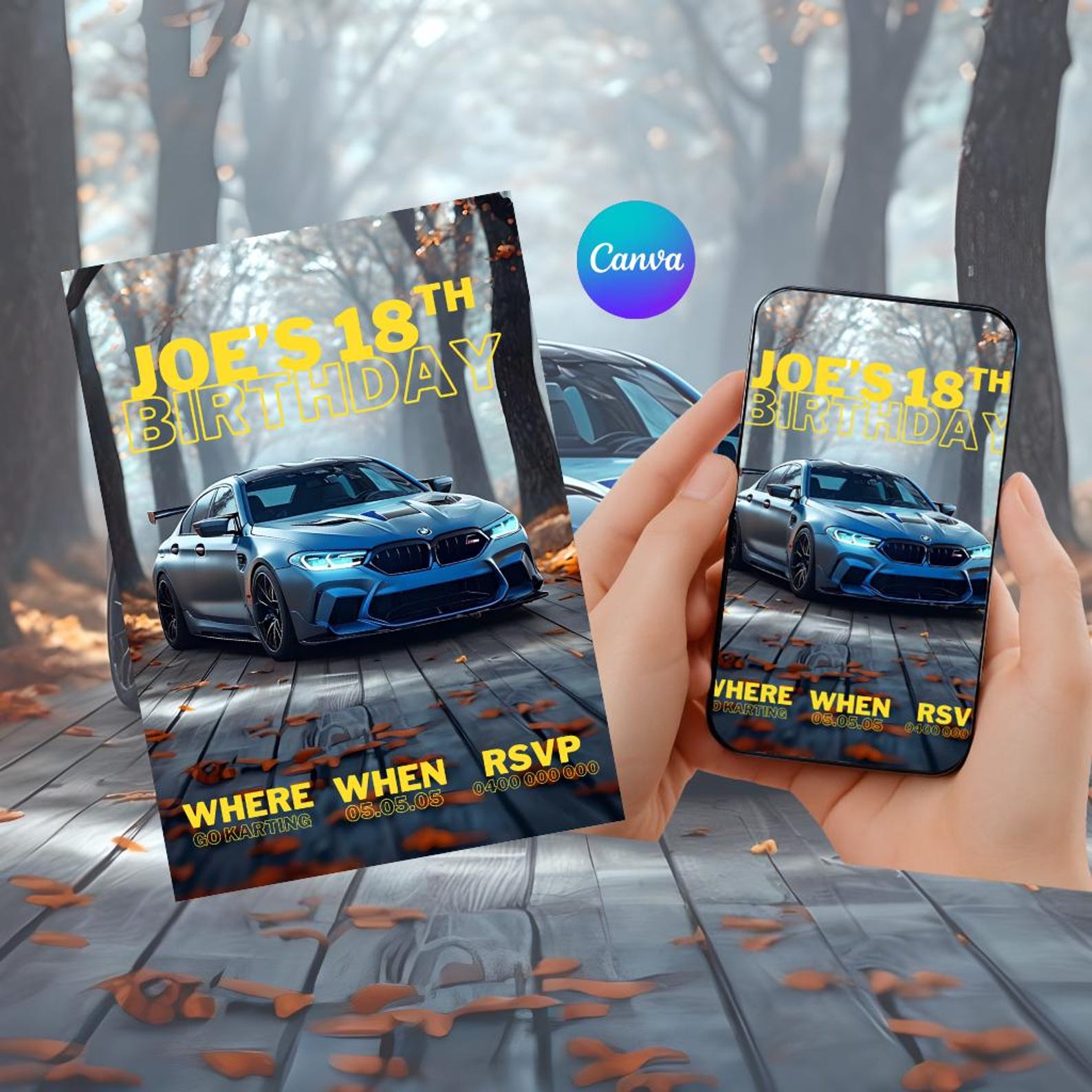 Bmw M5 M3 M4 Competition Birthday Invitation, Birthday Invite, Boys ...