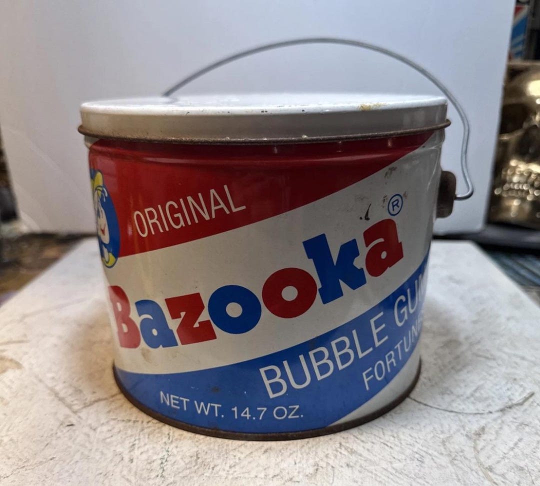 Vintage and Original Bazooka Bubble Gum 1991 Tin Bucket - Etsy