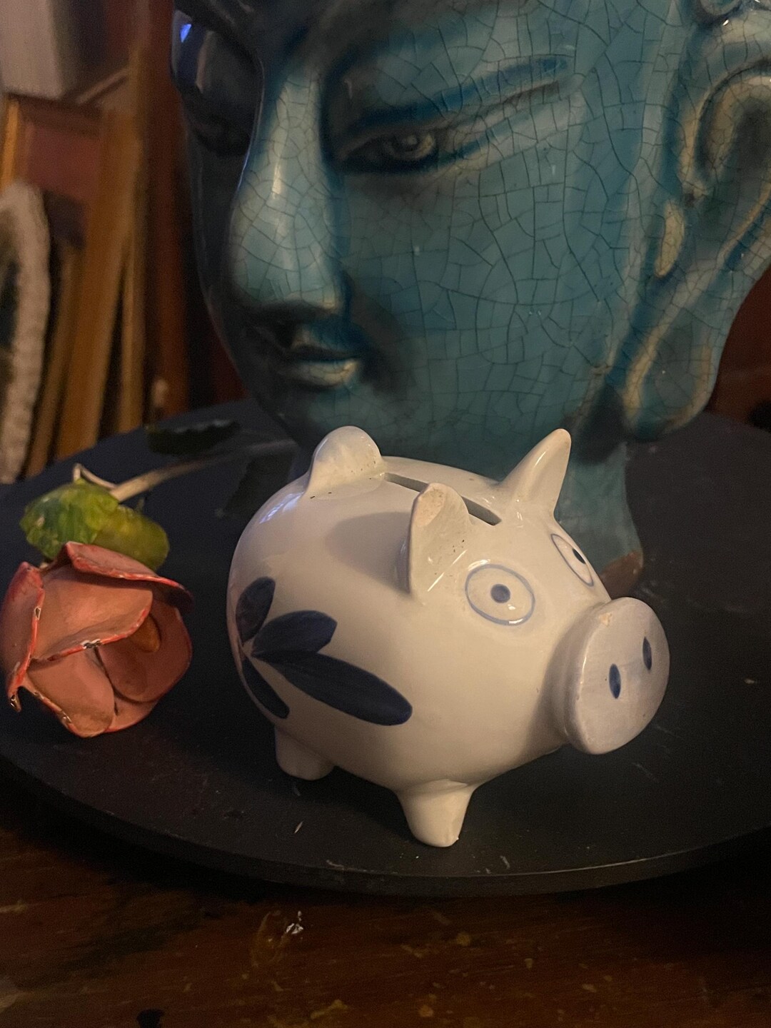 Vintage Ceramic Delft Style Piggy Bank, Cedar Point, OH - Etsy