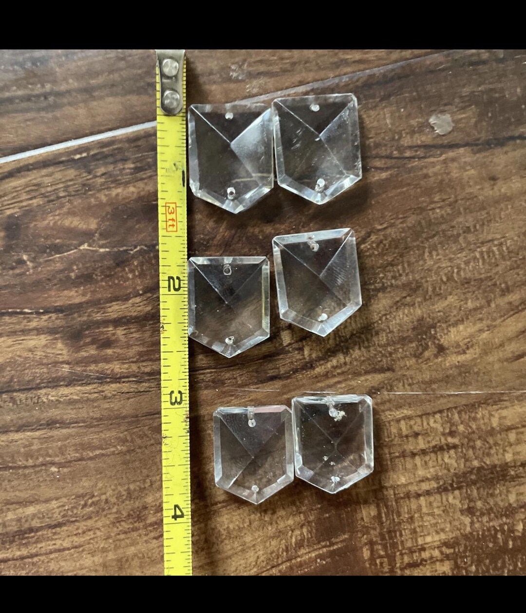 Vintage Antique Lot Six Rare Chandelier Shield Shaped Crystal Prisms ...