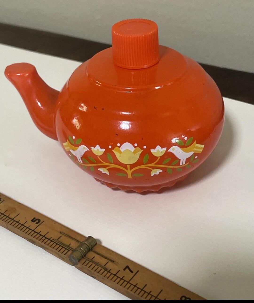 Avon Bright Orange Hand Painted Wild Flower Teapot Perfume Bottle ...