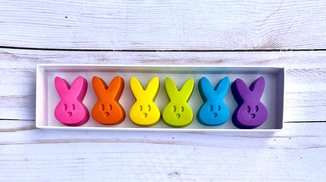 Easter Bunny Crayons, Set of 6 Pastel Colored Crayons, Basket Filler ...
