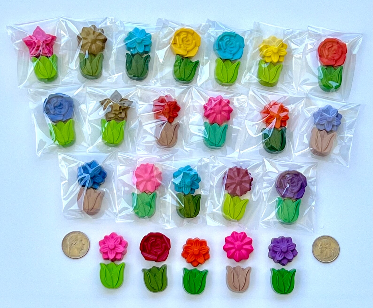 Lot of 25 Flower Crayons, Class Party, Birthday Party Favor, Non Candy ...