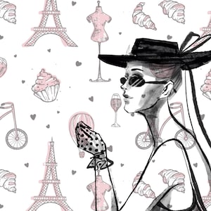 Chic Pink Parisian Fashion Prints - Etsy