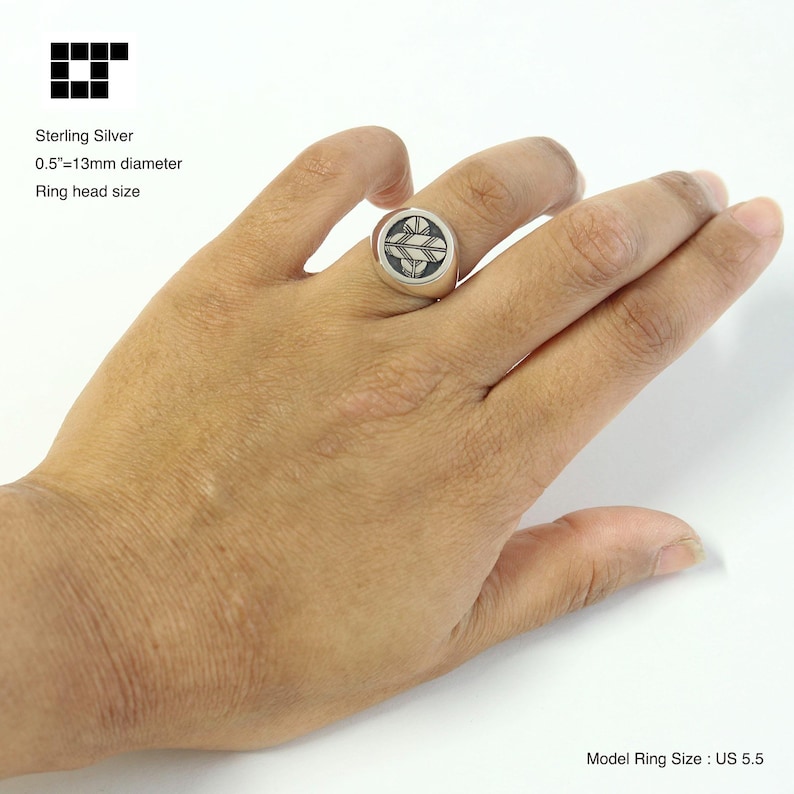 1/2" Signet Ring - Crossing Hawk Feathers in a Circle -maruni Chigai ...