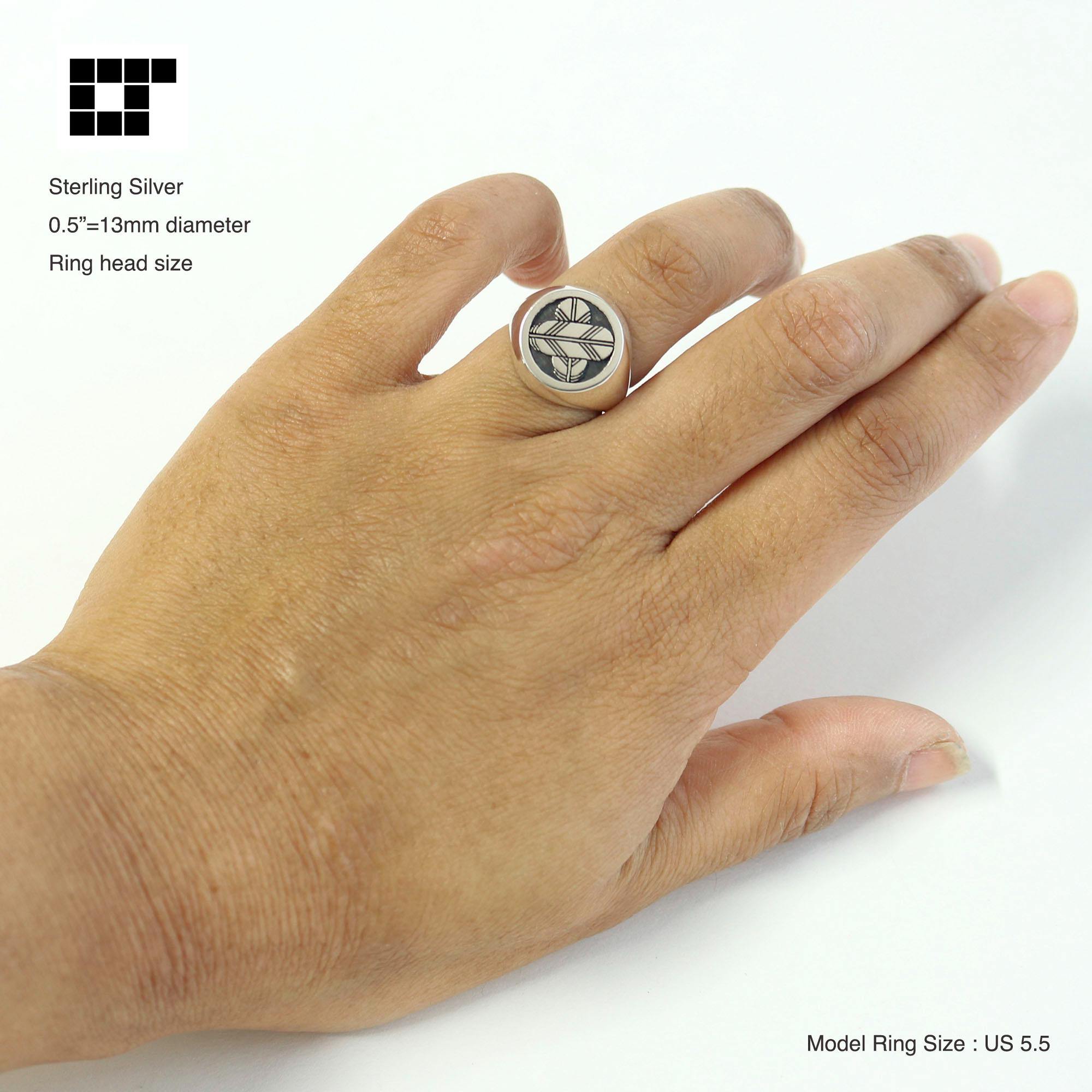 1/2" Signet Ring - Crossing Hawk Feathers in a Circle -maruni Chigai ...