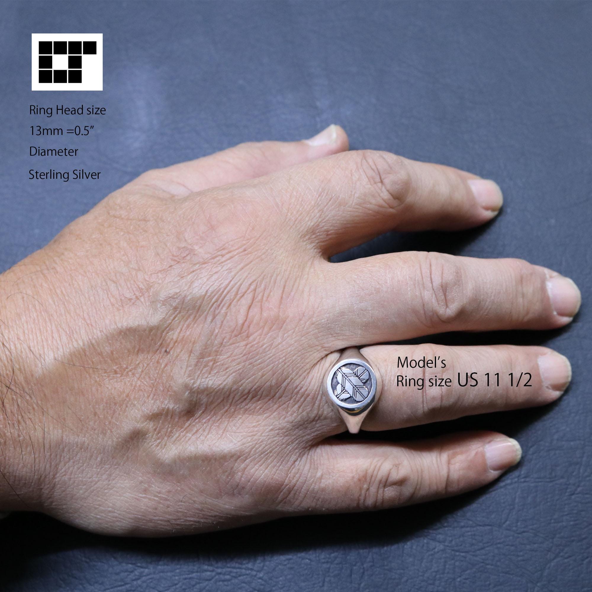 1/2" Signet Ring - Crossing Hawk Feathers in a Circle -maruni Chigai ...