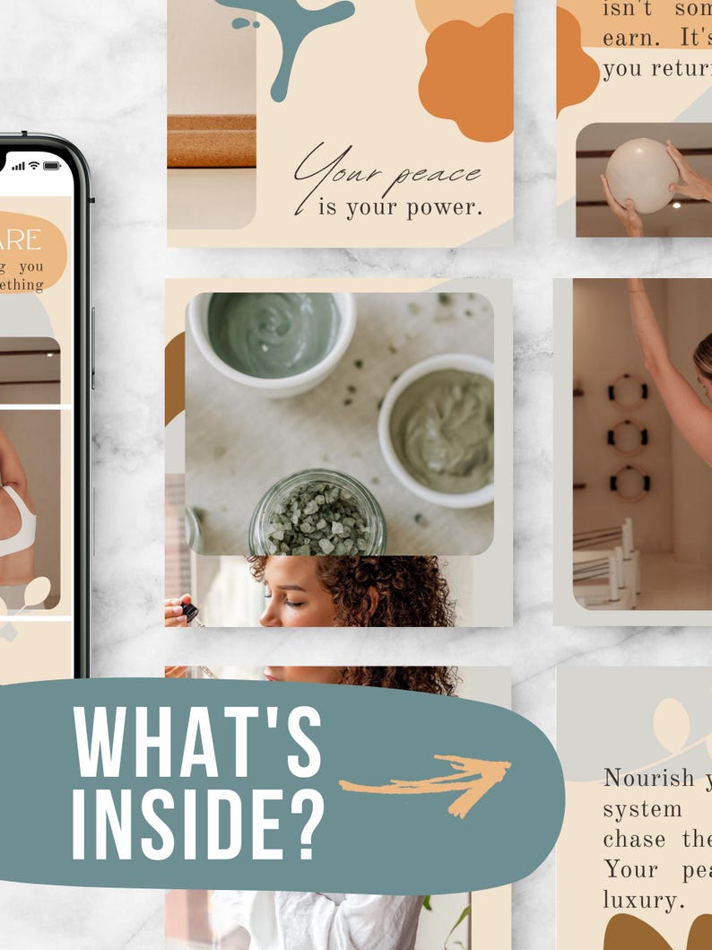 Instagram Puzzle Feed Template for Wellness Coach. Canva Editable ...
