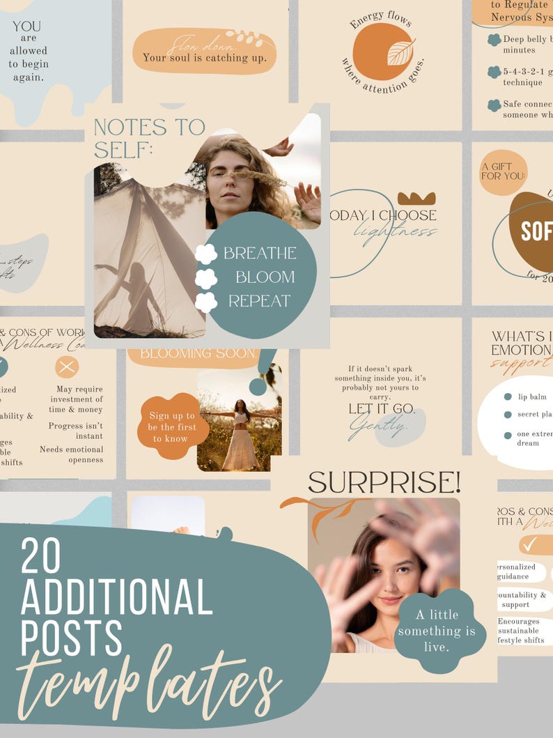 Instagram Puzzle Feed Template for Wellness Coach. Canva Editable ...