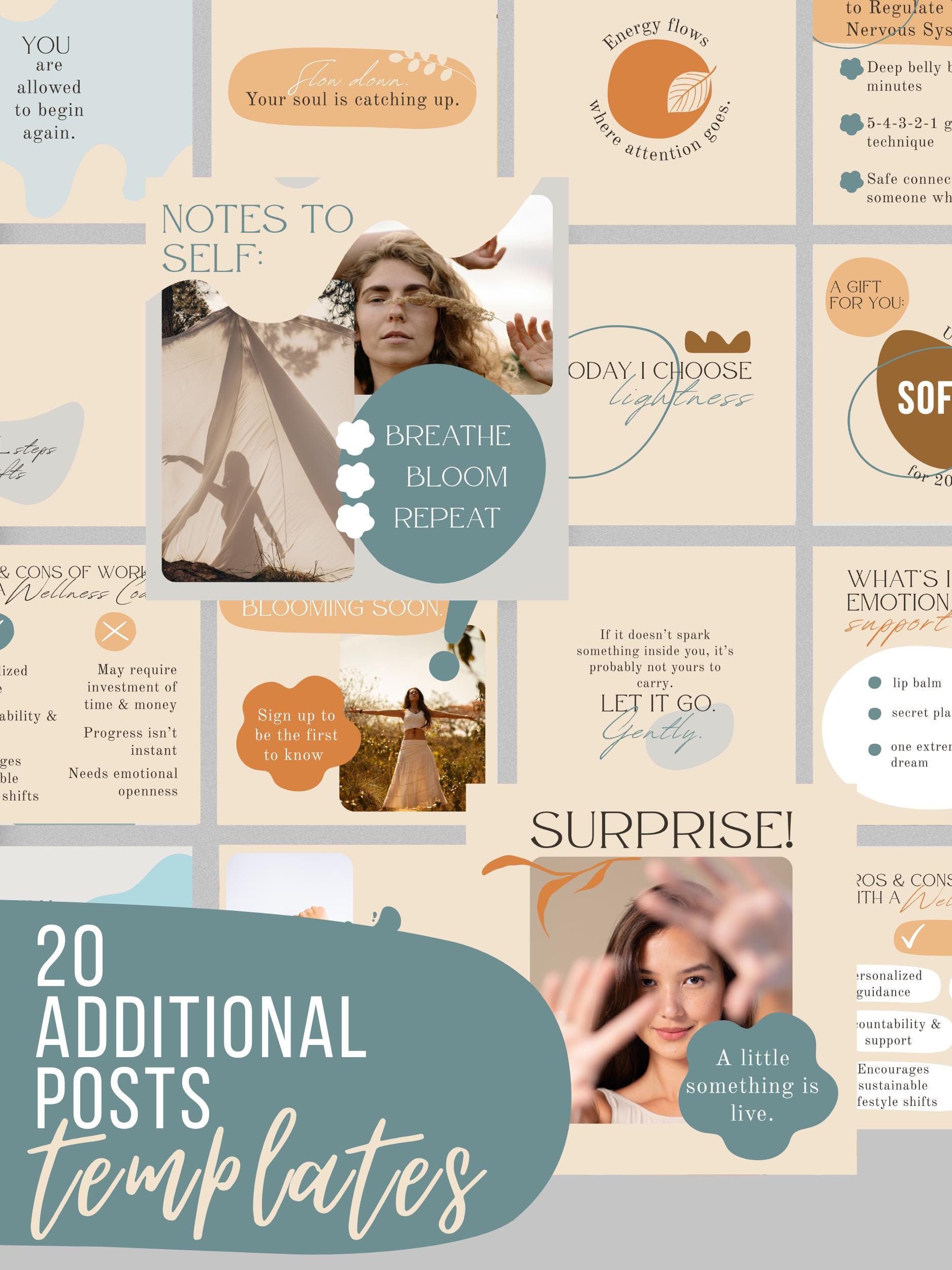 Instagram Puzzle Feed Template for Wellness Coach. Canva Editable ...