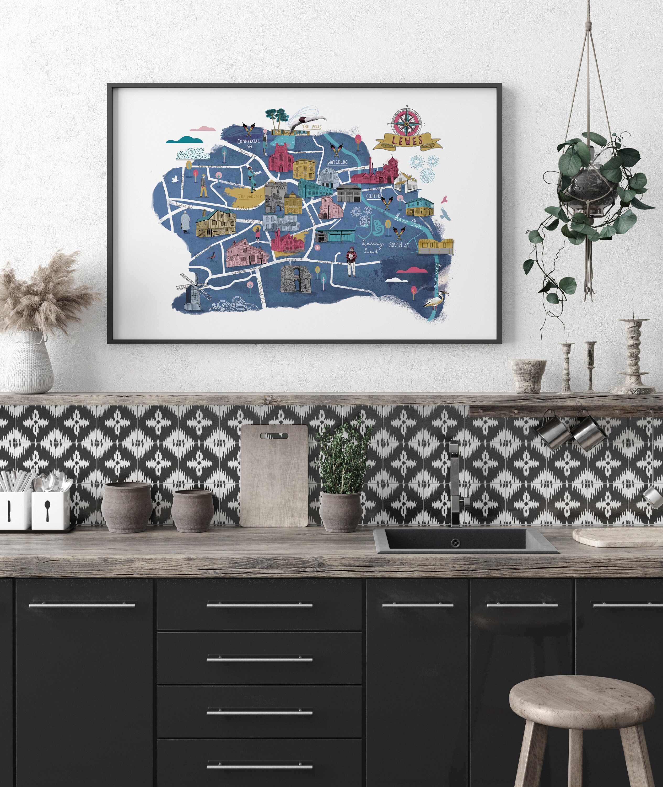 Lewes Map Illustrated Hand Drawn Map of Lewes Lewes Art - Etsy UK