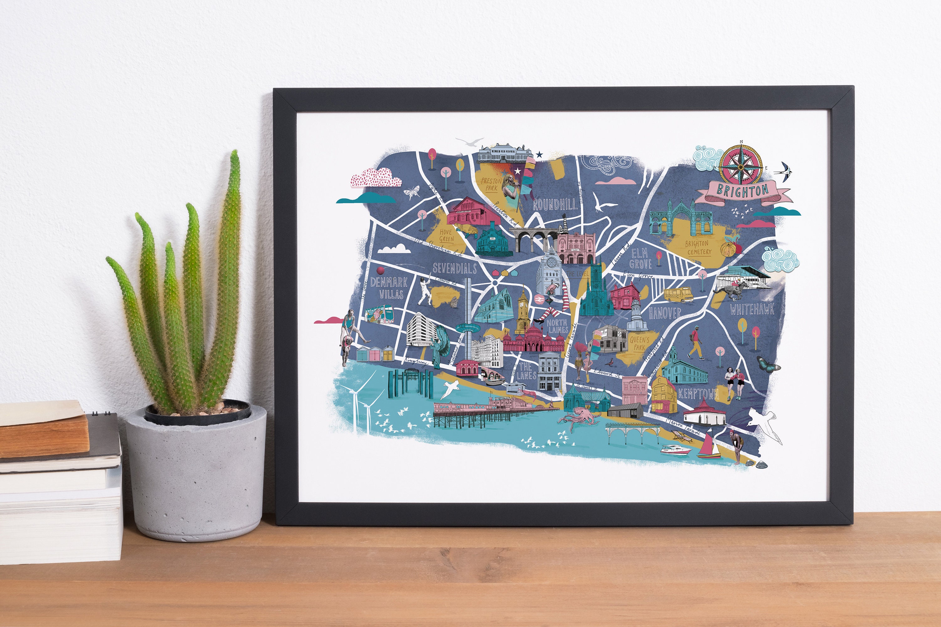 Brighton Map, Brighton Hand Drawn Map Print, Illustrated Map, Brighton ...
